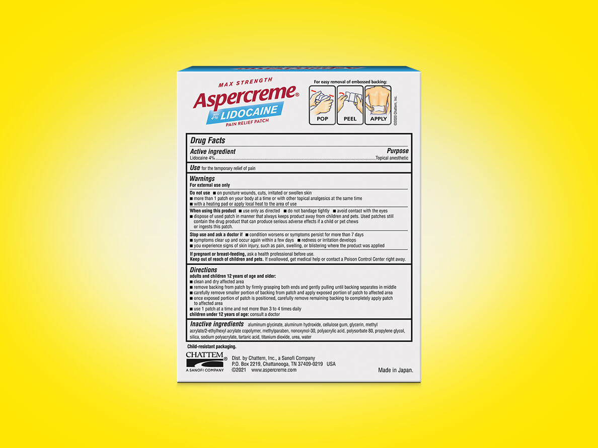 Lidocaine Pain Relief Patch | Aspercreme® Pain Relief Products